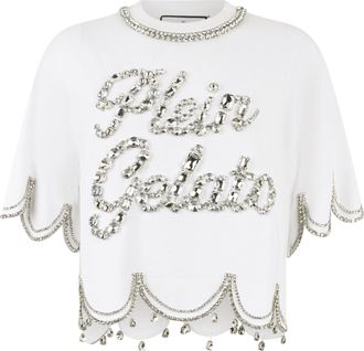 Philipp Plein Cropped T-Shirt Crystal Waves