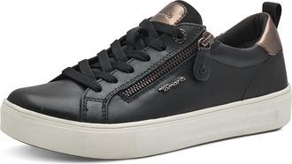 Tamaris Comfort Damen Sneaker flach mit Reißverschluss Freizeit, Schwarz (Black Patent), 39 EU
