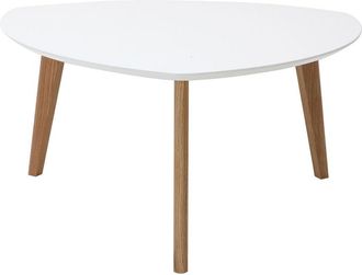 Miliboo Miliboo - Table basse scandinave blanc et bois clair ch&ecirc;ne L80 cm ekka