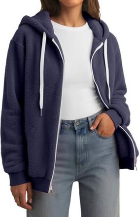 Generic Vestes pour femmes 2026 - Sweat &agrave; capuche d&eacute;contract&eacute; - Mode duveteuse et chaude - Avec poches, noir fonc&eacute;, 4XL