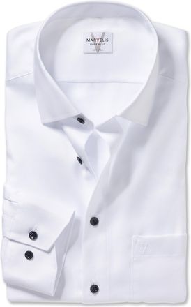 Marvelis Herren Oberhemd Langarm Dern-Fit,Einfarbig,13 New Kent,Weiss 00,43