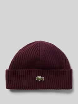 Lacoste M&uuml;tze aus Wolle mit Logo-Patch