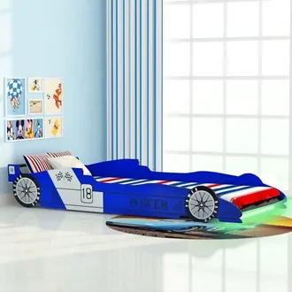 vidaXL Vidaxl - Lit voiture de course pour enfants avec led 90 x 200 cm Bleu