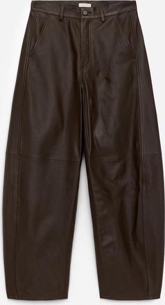 Arket Lederhose Mit Barrel Leg -Braun