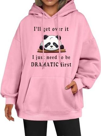 Generic Sweat &agrave; capuche pour femme - Manches longues - Grande taille - L&eacute;ger - Avec poches - L&eacute;ger - Avec poches, rose, M