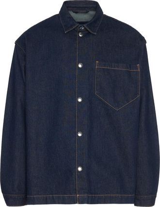 7 For All Mankind Mens Overshirt Origins Shirt, Dark Blue, XXL