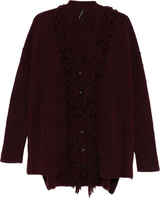 Masnada Cardigan mit Fransenbesatz - Rot