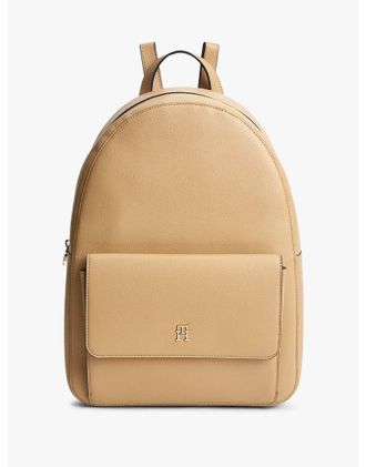 Tommy Hilfiger Sac &agrave; dos arrondi avec logo embl&eacute;matique - Kaki-Marron