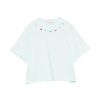 Forte_Forte Femme, Tops, Bleu, Taille: 42 FR T-Shirt en coton brod&eacute;