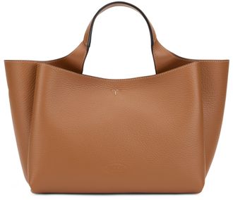 Tod's Womens Leather Tote Bag Brown Calfskin