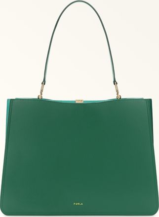 Furla Agata Tote-bag L Botanical Green Tiffany Lux Kalbsleder + Weiches Roma-kalbsleder Mit Colourblock Damen