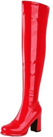Generic Bottes longues décontractées au-dessus du genou pour femme - Élégantes - Talon épais - Pour vacances et fêtes, Rouge, 42.5 EU