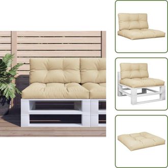 vidaXL The Living Store - Coussins de palette lot de 2 beige tissu - Coussins Exterieurs - Coussins De Terrasse - Coussins Jardin - Cushions D&eacute;coratifs