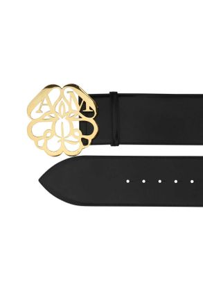 Alexander McQueen Womens Black Leather Belt 1000 Cinture