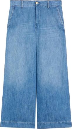 Max Mara Femme, Jeans, Bleu, Taille: 36 FR Jean en denim de coton et lin