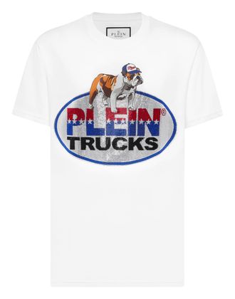 Philipp Plein Round Neck T-Shirt Bulldog Crystal