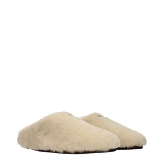 Prada Womens Beige Fur Slippers