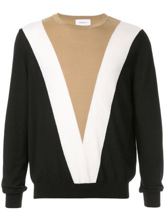 Ports V Pullover in Colour-Block-Optik - Schwarz