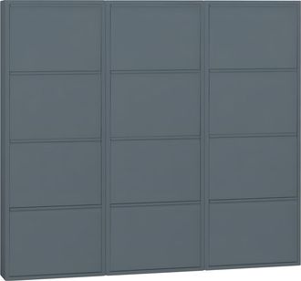 ebuy24 Pisa mit 12 Klappen/T&uuml;ren in Metall grau (140x150x16 cm) - Schuhschrank - Klappbar/faltbar - modern - f&uuml;r Flur & Eingangsbereich - ideal f&uuml;r schmale F