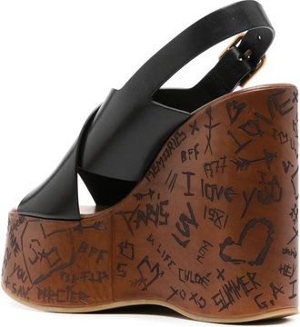 Chlo&eacute; Crossover Strap Wedge Sandal - Black
