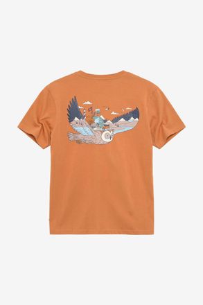 Knowledge Cotton Apparel Herren vegan T-Shirt Mit L&ouml;wen Aufdruck Auf Der R&uuml;ckseite, Braun