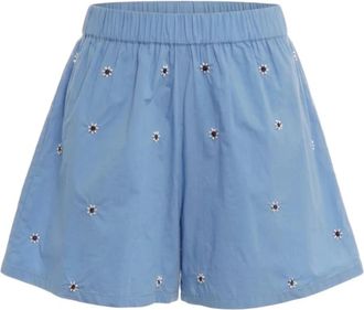 Kaos Kaos, Femme, Shorts, Bleu, Taille: 40 FR Shorts en coton avec broderie de perles