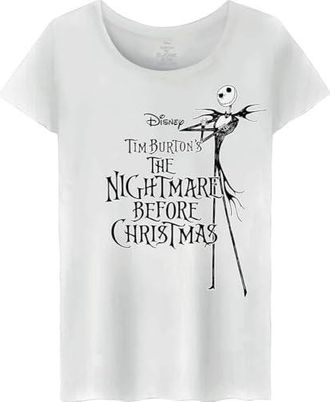 The Nightmare Before Christmas Disney « Jack.. » WOJACKDTS020 T-Shirt Femme, Blanc, Taille S