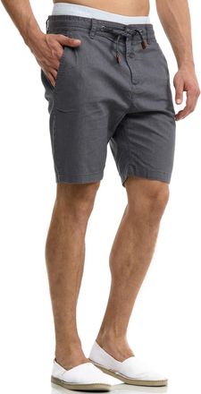 Indicode Herren Bowmanville Shorts aus Leinen & Baumwolle | Herrenshorts Freizeitshorts Iron, 3XL