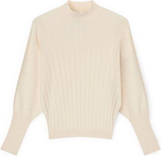 Motivi Femme, Pulls, Blanc, Taille: 42 FR Pull en maille c&ocirc;tel&eacute;e plate oversize