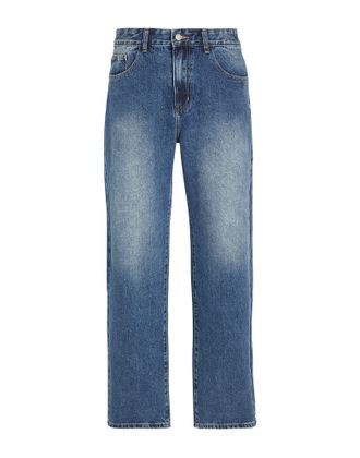 8 by YOOX ACID WASH WIDE LEG DENIM PANTS