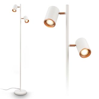 Briloner Stehlampe mit Kabelschalter, schwenkbare Spotk&ouml;pfe, 2x GU10 Fassung, Leselampe, Wohnzimmerlampe, Schlafzimmer Deko, Deckenfluter, Standleuchte, Stehle
