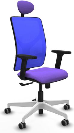 Piqueras y Crespo Schreibtischstuhl mit Gummir&auml;dern, mit 2D-Armlehnen, h&ouml;henverstellbare Lendenwirbelst&uuml;tze und festes Kopfteil, ausgestattet mit 3 Positionen, Blau/Lil