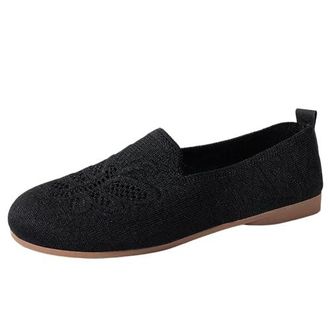 Generic Chaussures plates pour femme - Large largeur - En maille - Couleur unie - Respirantes - L&eacute;g&egrave;res - Confortables - Chaussures d&eacute;contract&eacute;es &agrave; enfiler - 