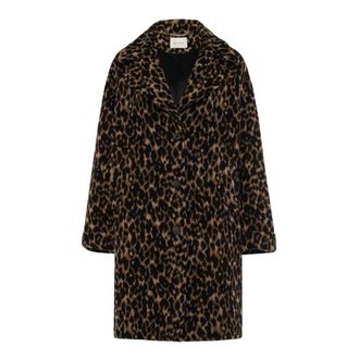 Manila Grace Faux-Fur-Mantel mit Animal-Print - - Coats - Damen - Braun - XS