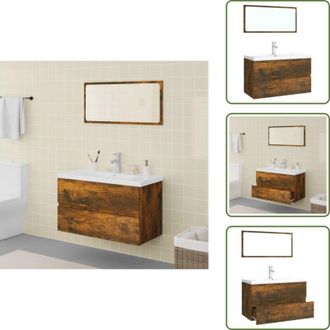 vidaXL Meubles de salle de bain Ch&ecirc;ne fum&eacute; Bois ding&eacute;nierie - Ensemble De Meubles Salle De Bain - Meuble Vasque - Meuble Lavabo - Armoire Salle De Bain