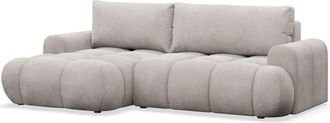 Selsey Selsey Ombo Mini - Ecksofa mit Schlaffunktion, Bettkasten und Boucl&eacute;-Bezug, Graubeige, links