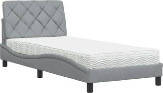 vidaXL Letto Con Materasso Grigio Chiaro 80x200 Cm In Tessuto - Vidaxl