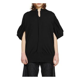 Junya Watanabe Femme, Blouses et Chemises, Noir, Taille: 40 FR Pull Col V &agrave; Manches Fronc&eacute;es