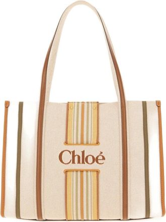 Chlo&eacute; Cabas Woody Loop - Femme - Sacs - Beige - Taille: ONE Size