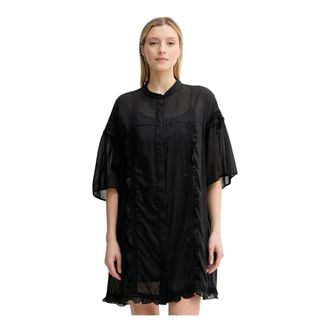 Isabelle Blanche Robe chemise &agrave; volants - Femme - Robes - Noir - Taille: 40 FR