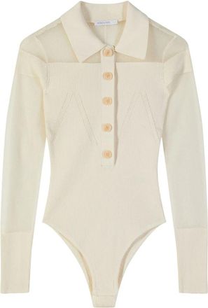 Patrizia Pepe Strick-Body mit transparenten Details - - Tops - Damen - Wei&szlig; - XS