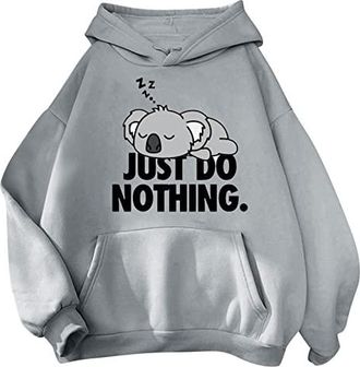 Generic Sweat à capuche tendance pour femmes 2026 pour adolescentes, gris, XL