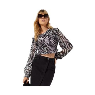 One Teaspoon Wickelbluse mit Zebra-Print - - Blouses & Shirts - Damen - Schwarzk - XS