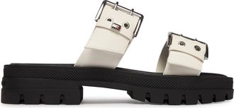 Tommy Jeans Pantoletten Tommy Jeans Tjw Buckle Straps Sandal EN02966 Creme