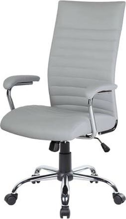 Dmora Stuhl mit Rädern Geelong, Präsidentensessel mit Armlehnen, ergonomischer Bürostuhl, 63x65h108/118 cm, Grau