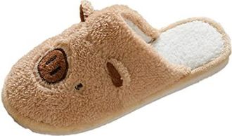 Generic Pantoufles en peluche pour homme et femme - Légères et fermées - Chaudes - En coton à mémoire de forme - Confortables et douces, café, 38 EU