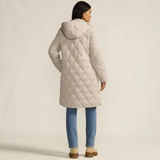 Lands End Steppmantel mit Kapuze, Damen, Größe:36-38 regular, Weiß, Nylon, by Lands End