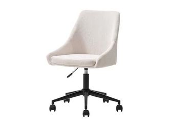 Vente-Unique Chaise de Bureau - Velours c&ocirc;tel&eacute; - Cr&eacute;me et Noir - Hauteur Ajustable - MASURIE