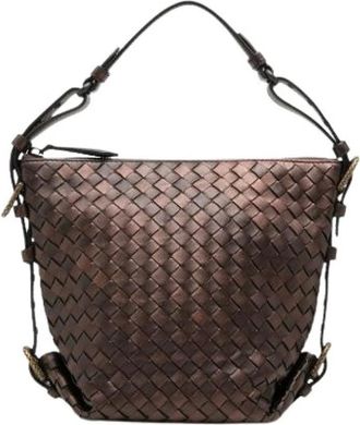 Bottega Veneta Sac bandouli&egrave;re en nappa tress&eacute; pr&eacute;-appartenant - Femme - Pre-owned - Brun - Taille: ONE Size