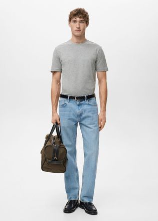 Mango Slim-Fit-T-Shirt aus 100 % Baumwolle hellgrau meliert - Herren - XS - MANGO MAN